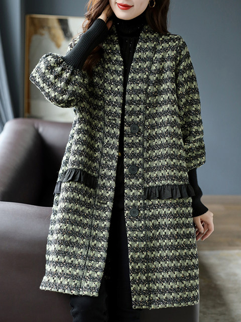 Poishi V -neck stripes bright silk loose coat 2025 knitted stitching ...