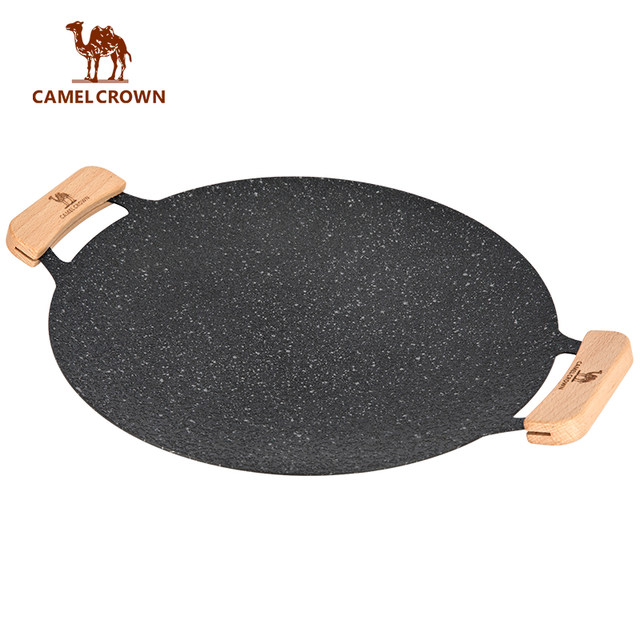 Camel outdoor double-ear baking pan, exquisite camping cast iron frying ...