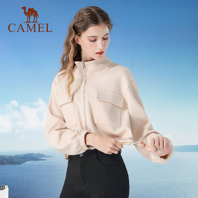 Camel Short Women's Jacket 2024 Autumn New Stand Collar Windproof ...
