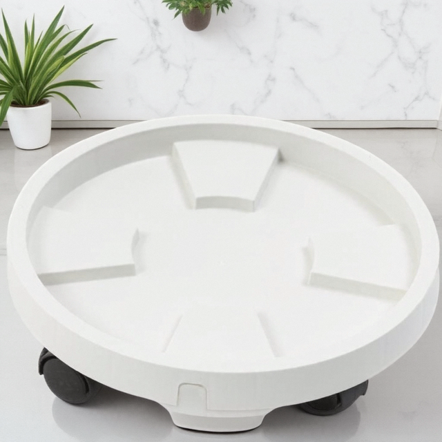 Steel mobile flower pot tray, green plant belt, thickened base, round ...