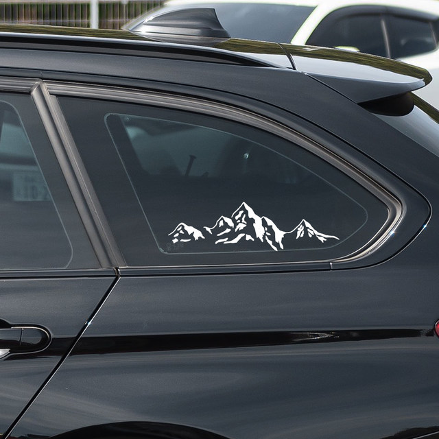 Mountain peak snow mountain off-road outdoor SUV car rear windshield ...