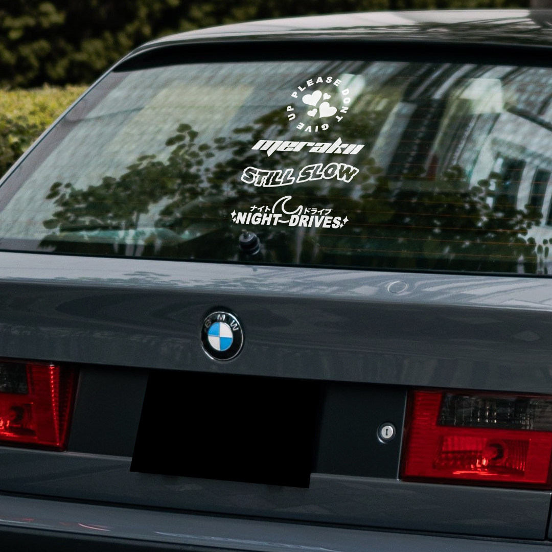 Please don't give up / Late night car stickers JDM rear windshield SIT ...