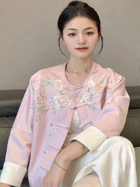 Chinese retro Tang suit women's floral embroidery high-end Chinese ...