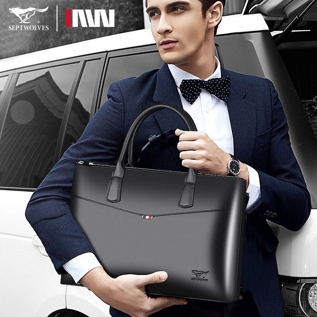 SEPTWOLVES men's bag business briefcase men's fashion casual handbag ...