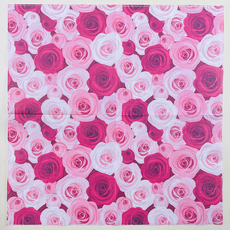 Serviettes imprimées K.style Rose - Serviettes en papier 2 épaisseurs ...