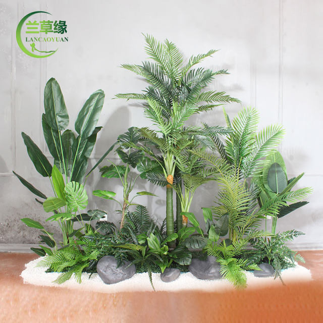 Large indoor and outdoor simulated plants, fake green plants, floor-to ...