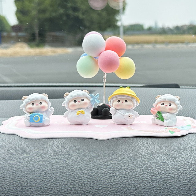 Cute car ornaments car computer screen decoration display mini lamb ...