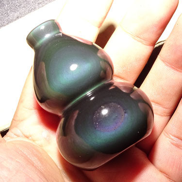 Natural obsidian gourd ornaments handle rainbow eye blue purple green 8 ...