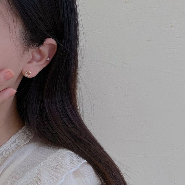 s925 silver needle basic versatile bow small earring set new trendy ...