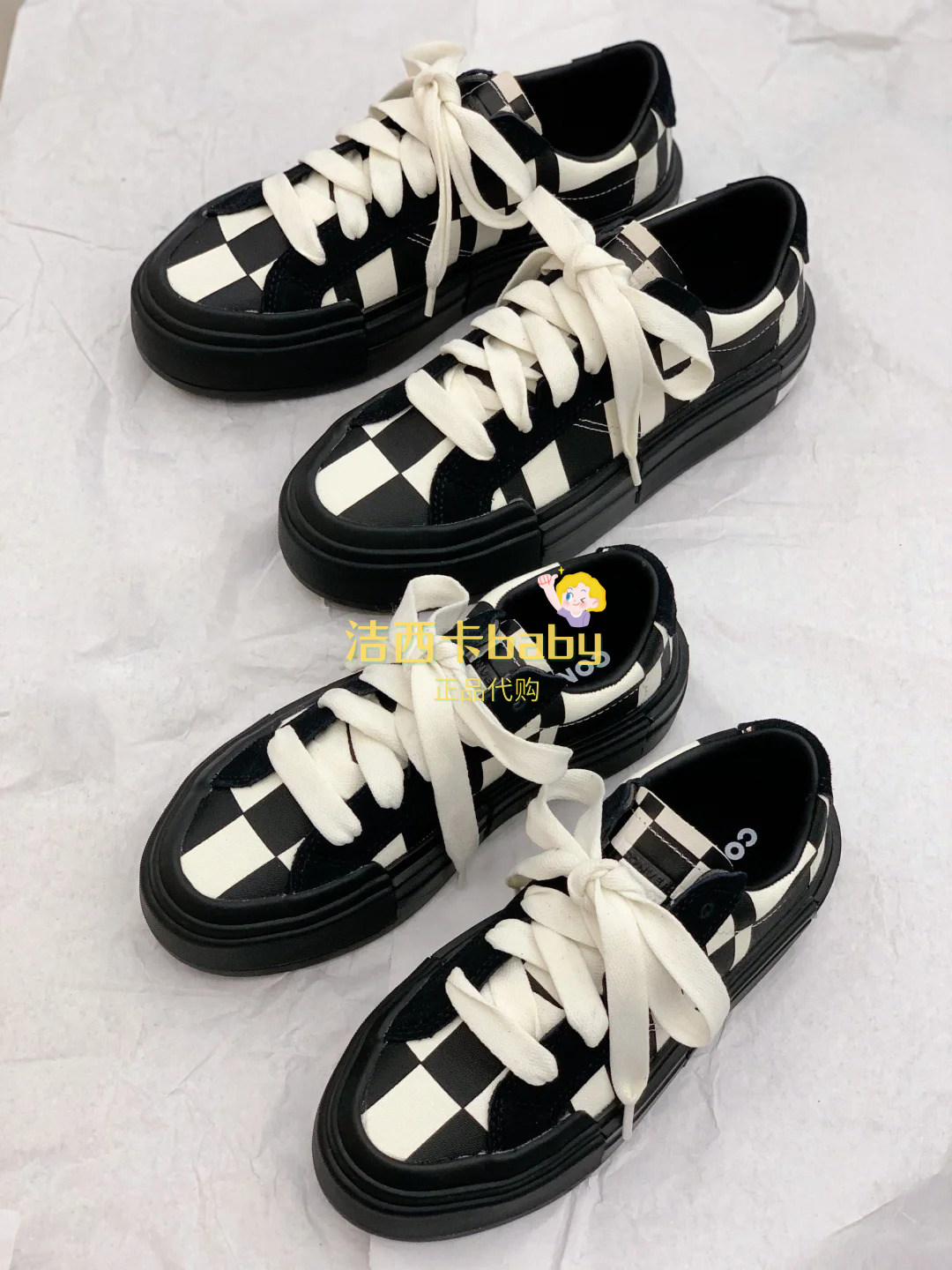 Genuine Converse 24 new black and white checkerboard separated ...