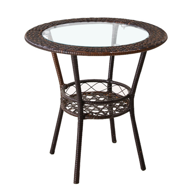 Balcony small coffee table rattan round table modern simple round table ...