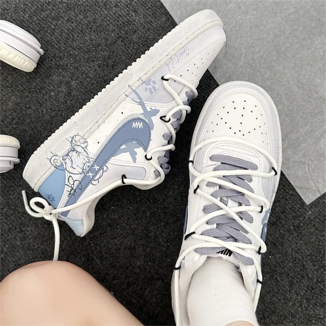 Customized sneakers NikeCourtVision bear puppet diary letter graffiti ...