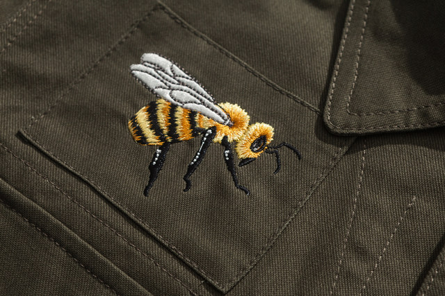 CJ05-P100 Color Block Work Jacket Men's Bee Embroidery Trendy Japanese ...