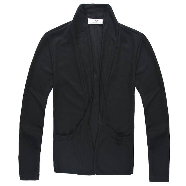 Spring slim-fit thin sweater jacket men's non-mainstream buttonless ...