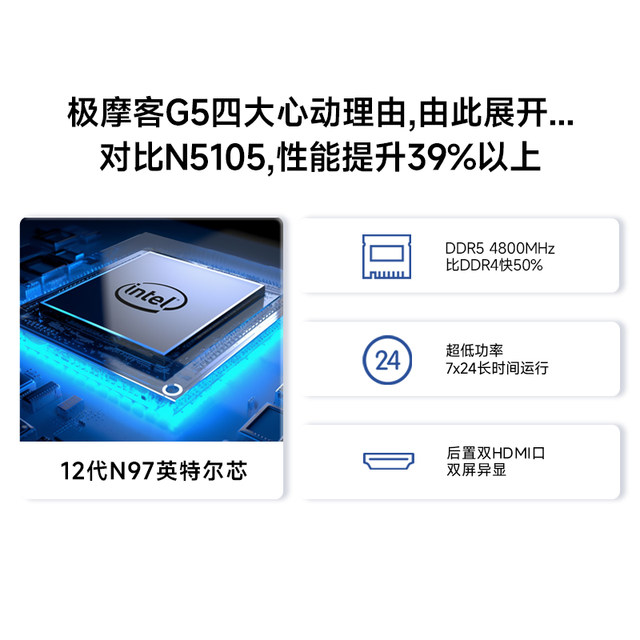 GMK G5 Intel N97 core light office audio and video soft routing pocket ...