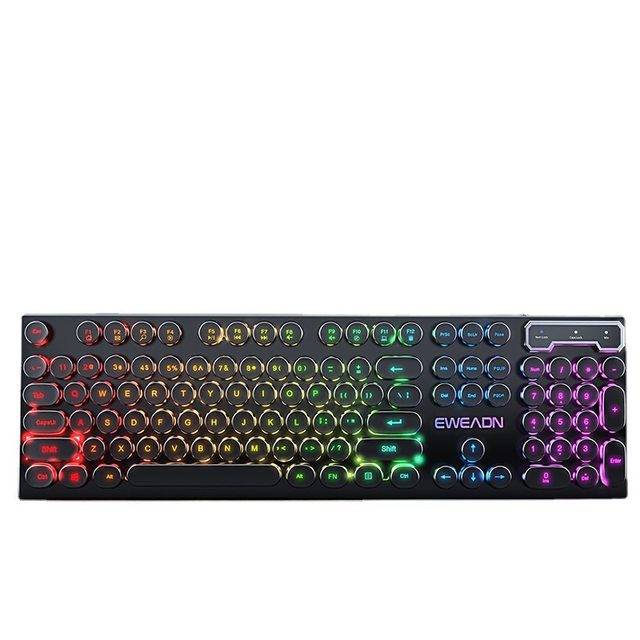 Retro Punk Round Cap Keyboard Wired Mechanical Feel Office Gaming ...