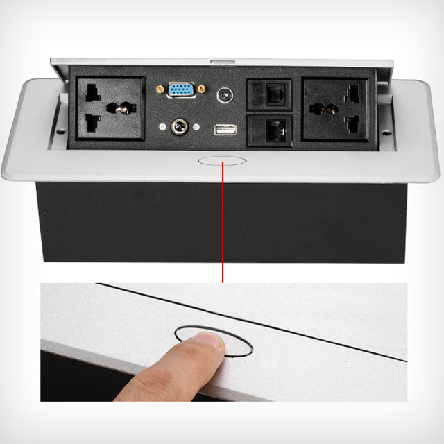 Countertop pop-up power multimedia desktop socket embedded row plug ...