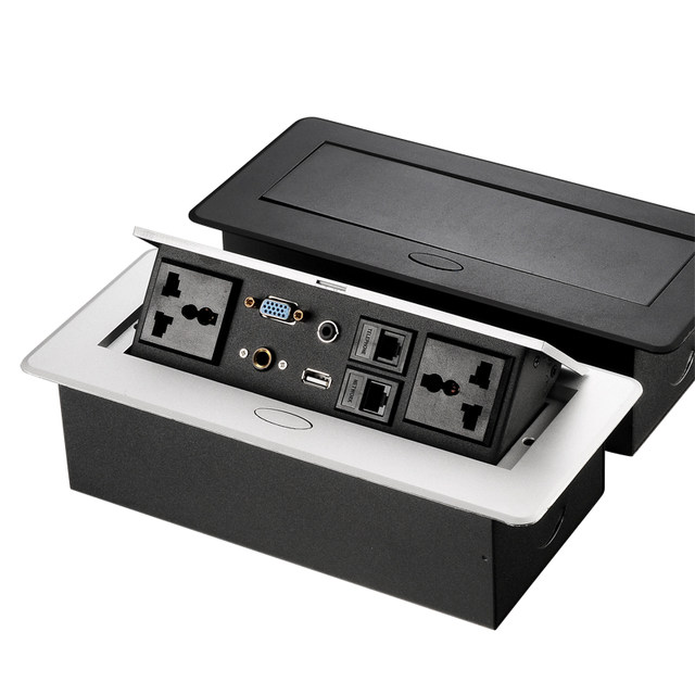 Countertop pop-up power multimedia desktop socket embedded row plug ...