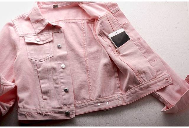 Color denim jacket women's short spring clothes new Korean version of ...