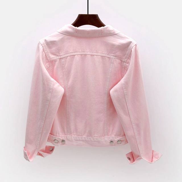 Color denim jacket women's short spring clothes new Korean version of ...