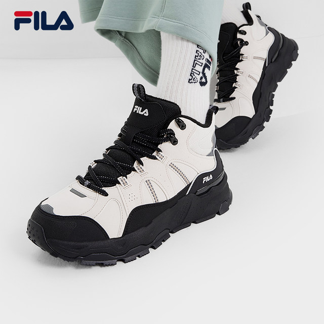 FILA Fei Le baby's breath plus velvet dad shoes women's shoes mid-top ...