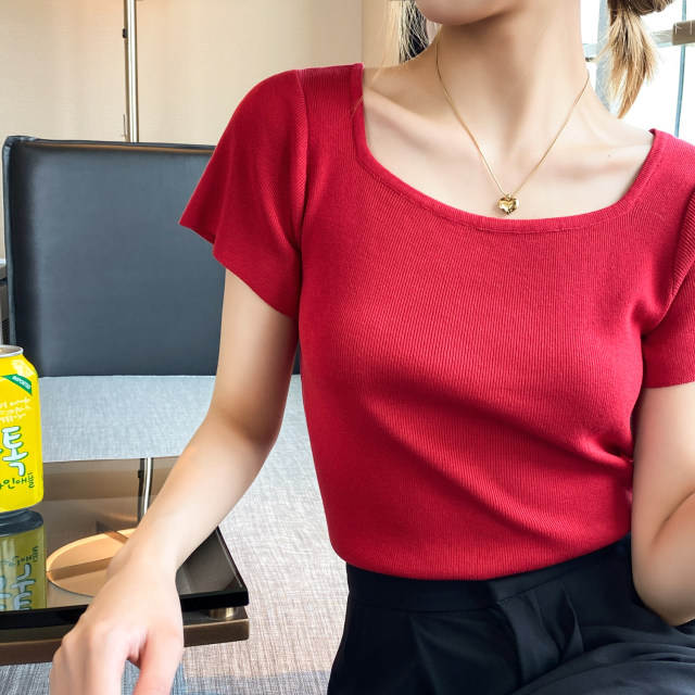 Fang Ling French Ice Silk Top Girl Summer 2024 new knitted short ...