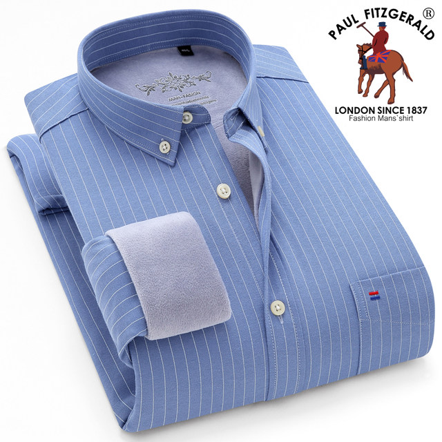 Paul warm shirt men plus velvet thickened winter long -sleeved shirt ...