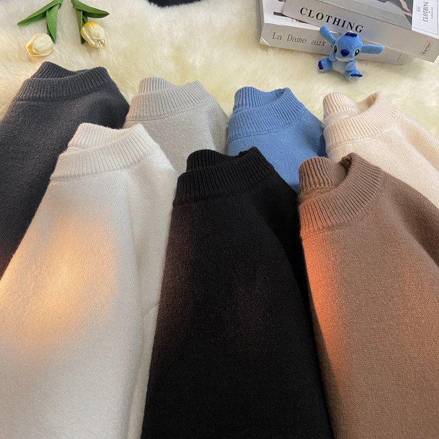 Round neck sweater for men in spring and autumn plus velvet and ...