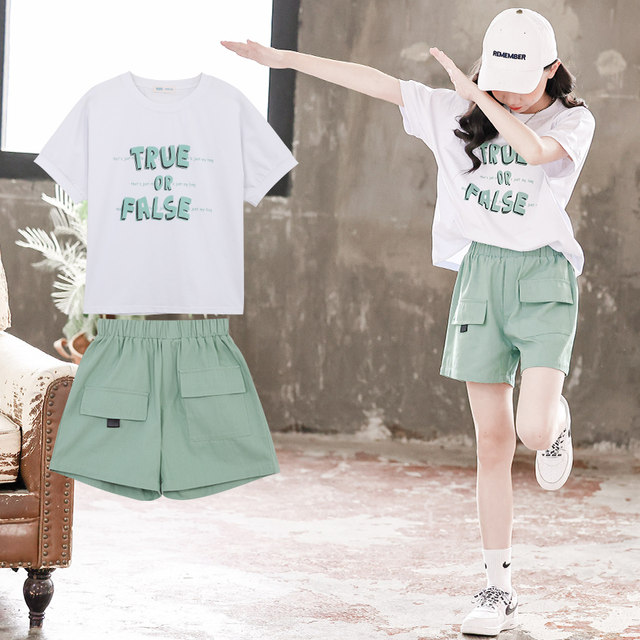 Girls' summer sports suits, Western-style medium-sized children's ...