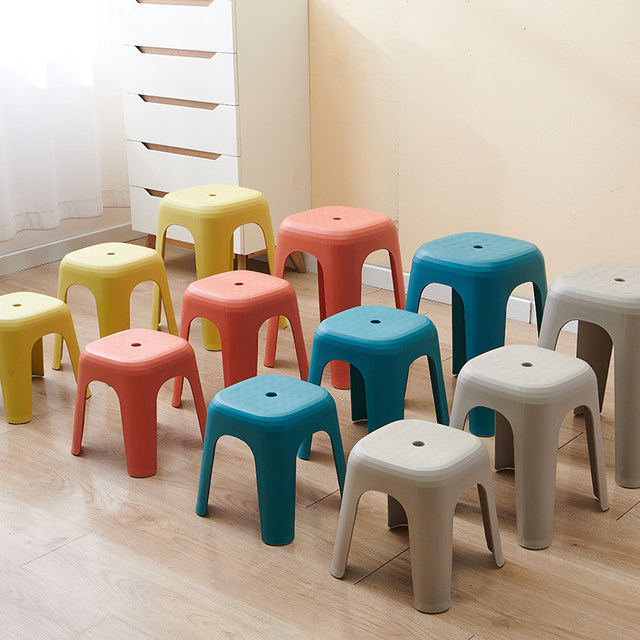 Plastic stool household thickened round stool modern simple creative ...
