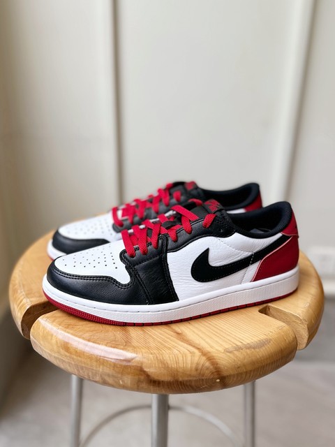 Air Jordan AJ1 LOW smoke gray black red toe men low help basketball ...