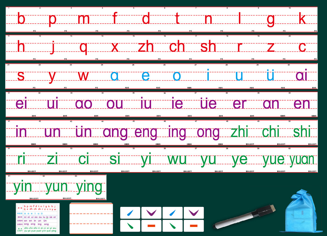 Magnetic Pinyin Chinese Learning Cards with Grids