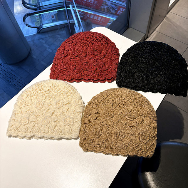 Korean style all-match handmade crocheted hat for women autumn and ...