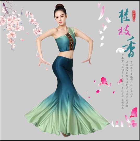 Adult Dai dance costume peacock dance fishtail skirt practice dance ...