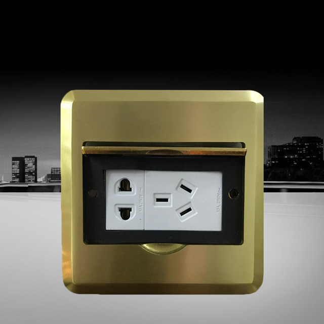 Simon switch socket ground socket all copper waterproof ground plug five-hole damping buffer ...