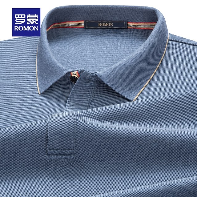 Romon men's lapel long-sleeved POLO shirt 2024 autumn new fashion ...