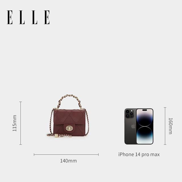 ELLE women's bag new first-layer cowhide chain small square bag Ancora ...
