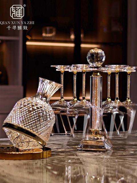 Red wine glass household wine utensils high-end luxury gold diamond ...