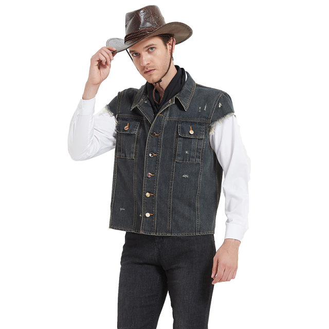 Red Dead Redemption 2 same style vest John Marston denim vest solid ...