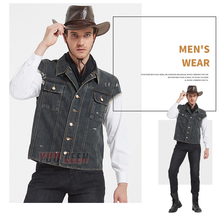 Red Dead Redemption 2 same style vest John Marston denim vest solid ...