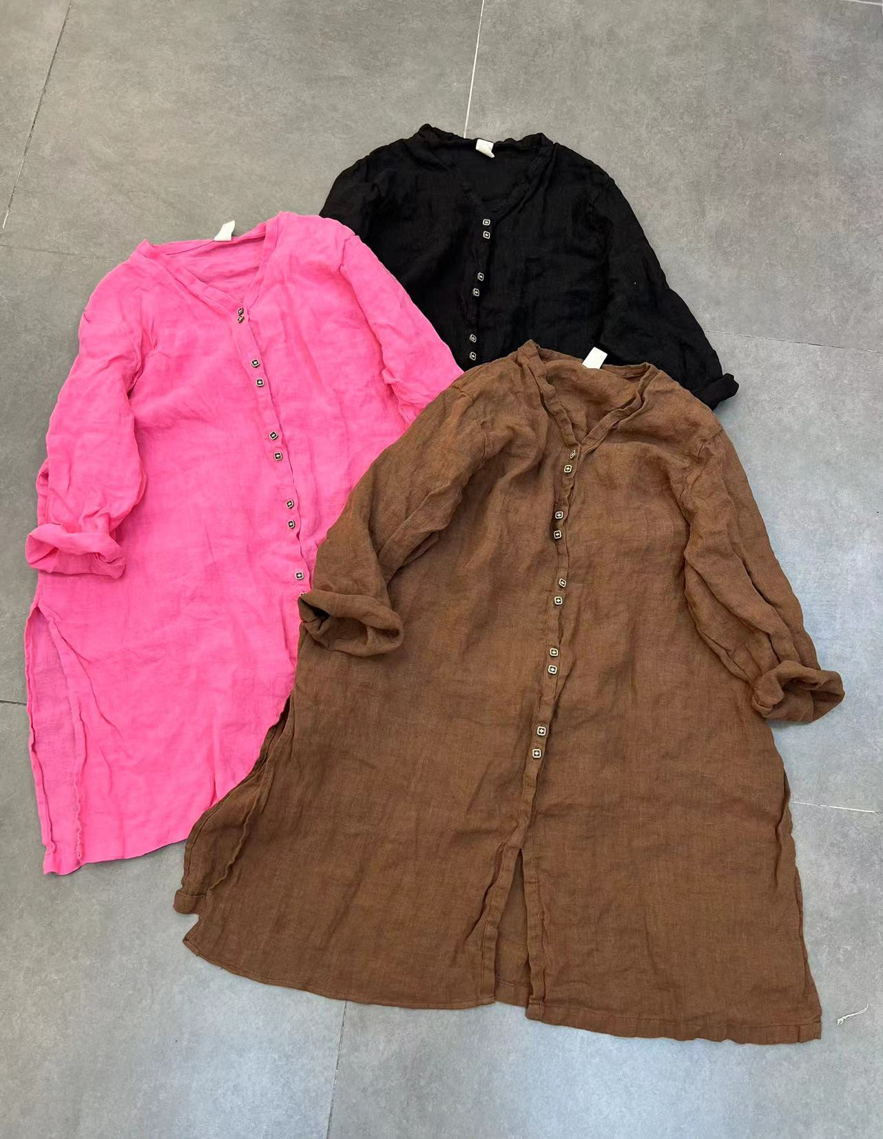 85251 large factory pure linen mid-length shirt for women, large size ...