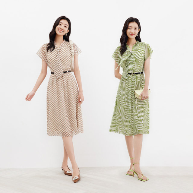 Claire Tier Women's 2024 Summer New Commuting Versatile Bow Ribbon Mid ...