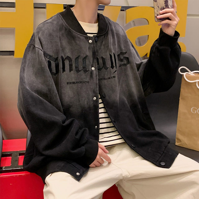 Spring and Autumn gradient baseball uniform jacket men's embroidered ...