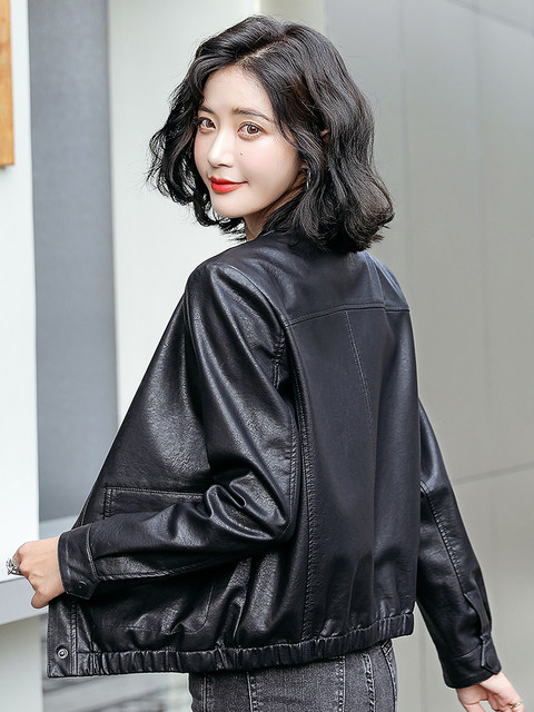 Haining leather jacket for women short 2025 spring and autumn new ...