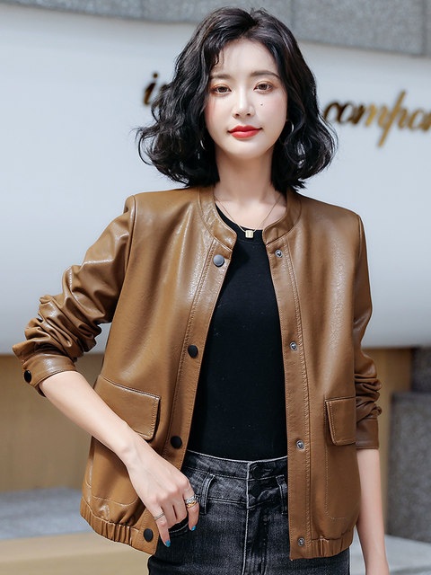 Haining leather jacket for women short 2025 spring and autumn new ...