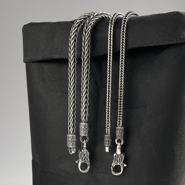 Informal 925 sterling silver retro national trend keel chain men's ...