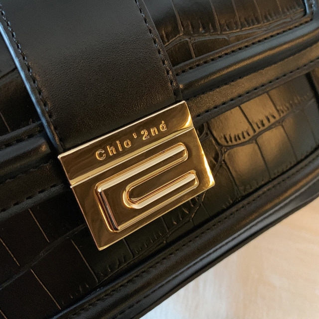 Nanfeng Chio2nd black gold small square bag single shoulder armpit bag women's high-end texture ...