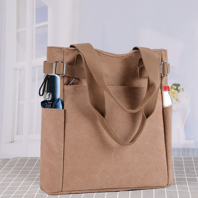 Canvas Bag Girls summer 2023 new large -capacity simple shoulder class ...