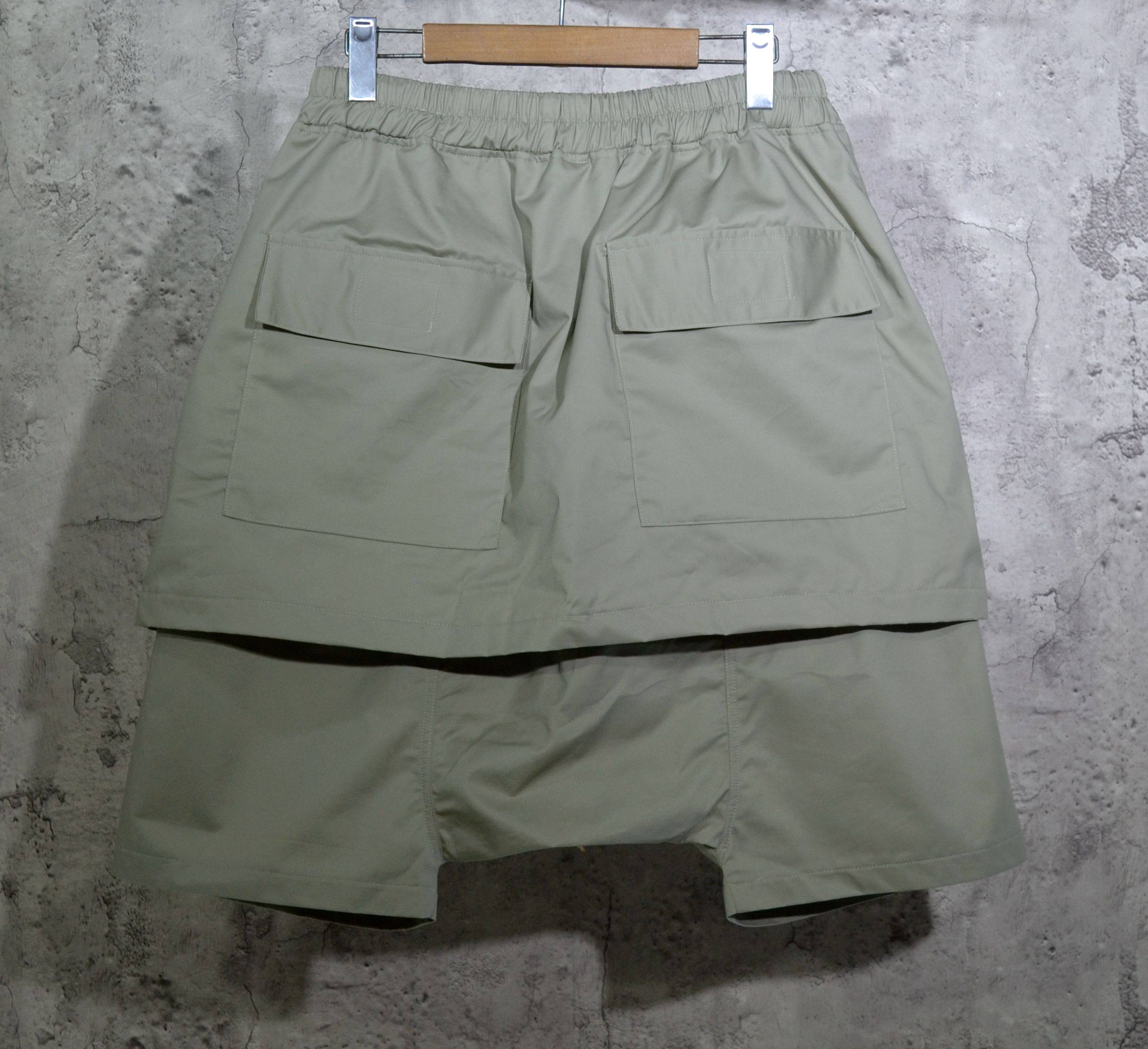 RODRKSHDW shorts double -layer pants skirt hanging crotch pants sloping pants slide loose ...