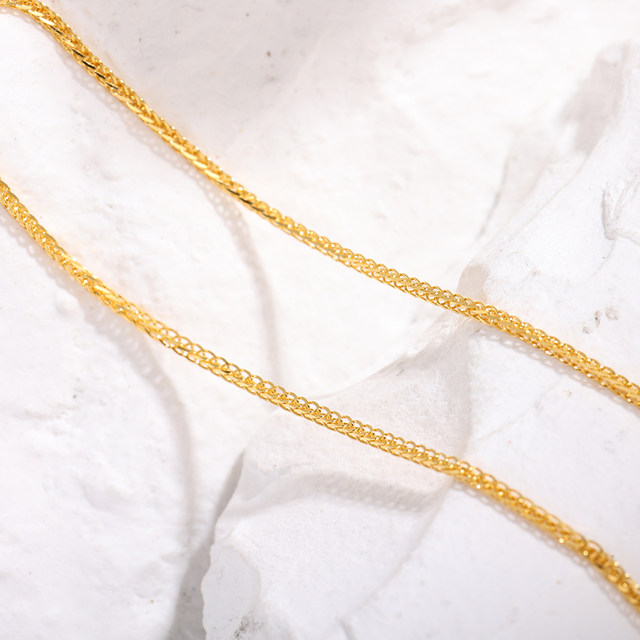 Laomiao gold pure gold 999 square Chopin chain necklace versatile ...